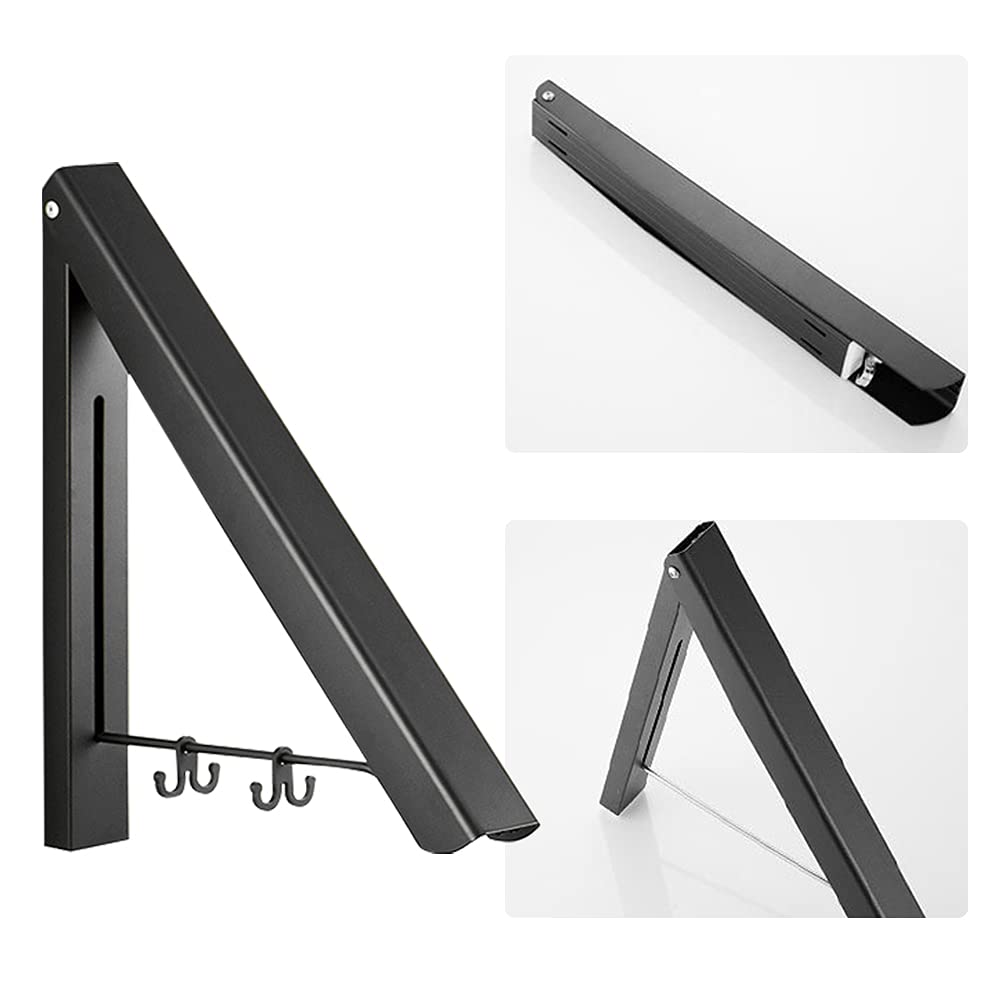 Etiger Wall Stand, Triangle Organizer Bracket, Expandable and Collapsible Hanging Rack, Perfect for Clothes and Towels Ideal for Bathrooms, Dorm Rooms, & Condos(Black)