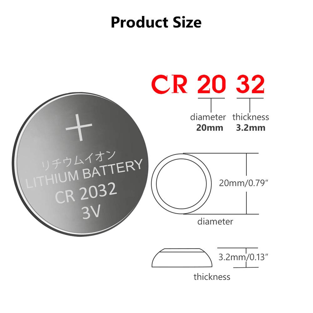 MJKAA ECR2032 3V Lithium Coin Cell Battery CR2032 (100 Pack)