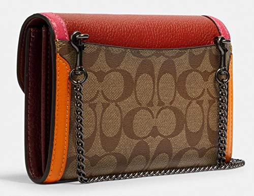 Coach Women's Jade Chain Leather Crossbody Purse Handbag in Colorblock Signature Canvas