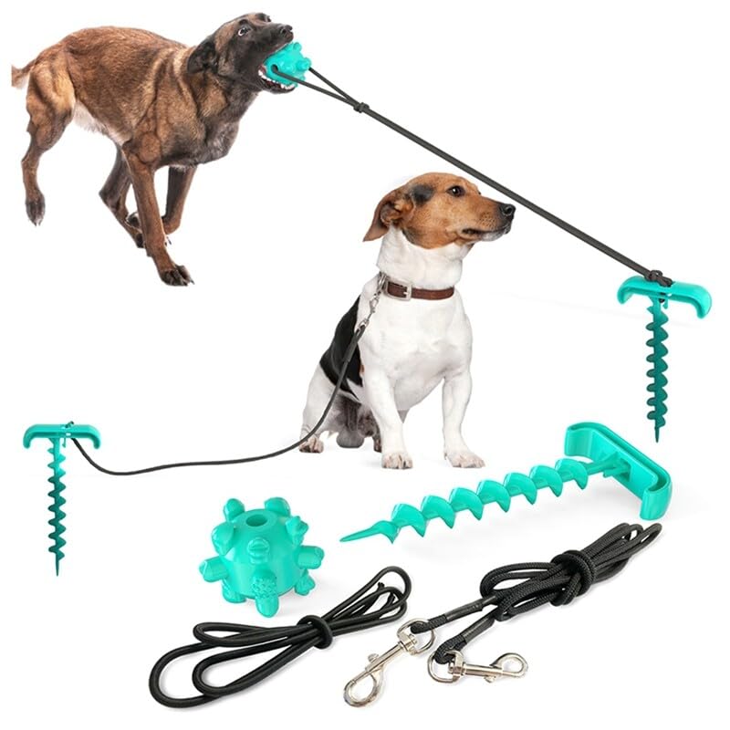 Kapmore Funny Self-Playing Dog Tug Toy with Teething Chew Stake for Puppy Yard
