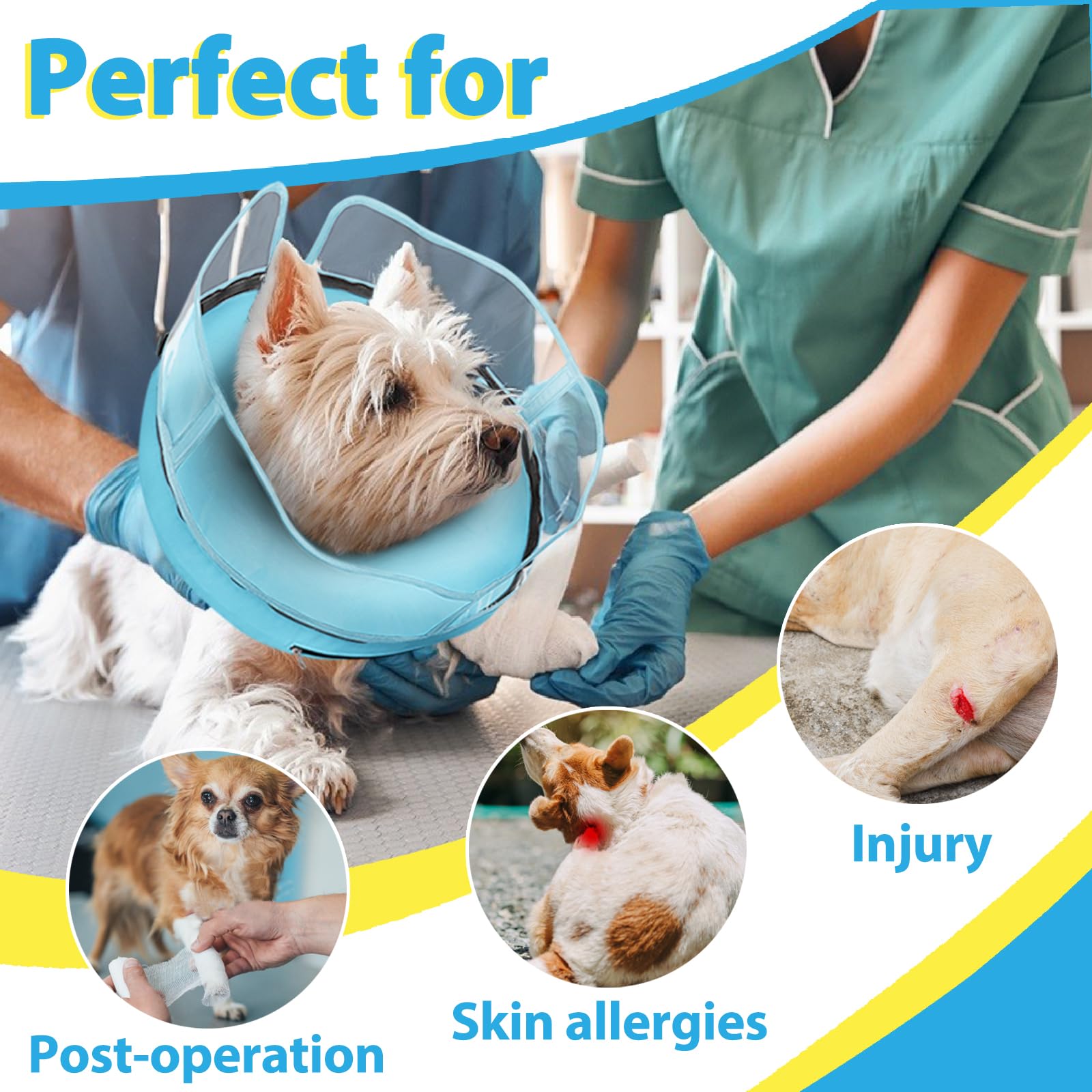 BARKLESS Dog Cone Collar, Dog Donut Collar After Surgery to Stop Licking, Inflatable Dog Cone with Sturdy Shield for Large Medium Dogs, Cone of Shame Alternatives Not Block Vision