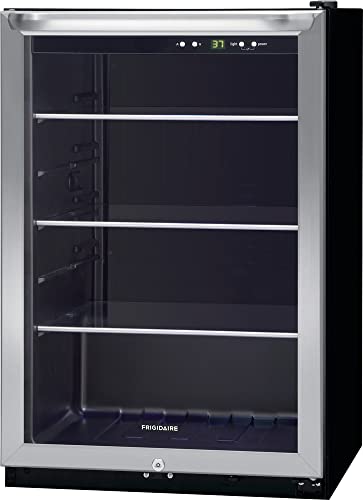 Frigidaire FRYB4623AS Beverage Center holds up to 138 12 oz. cans, Contemporary Handle Design, Electronic Temperature Control with LED Digital Display, Reversible Door Swing Option, in Silver
