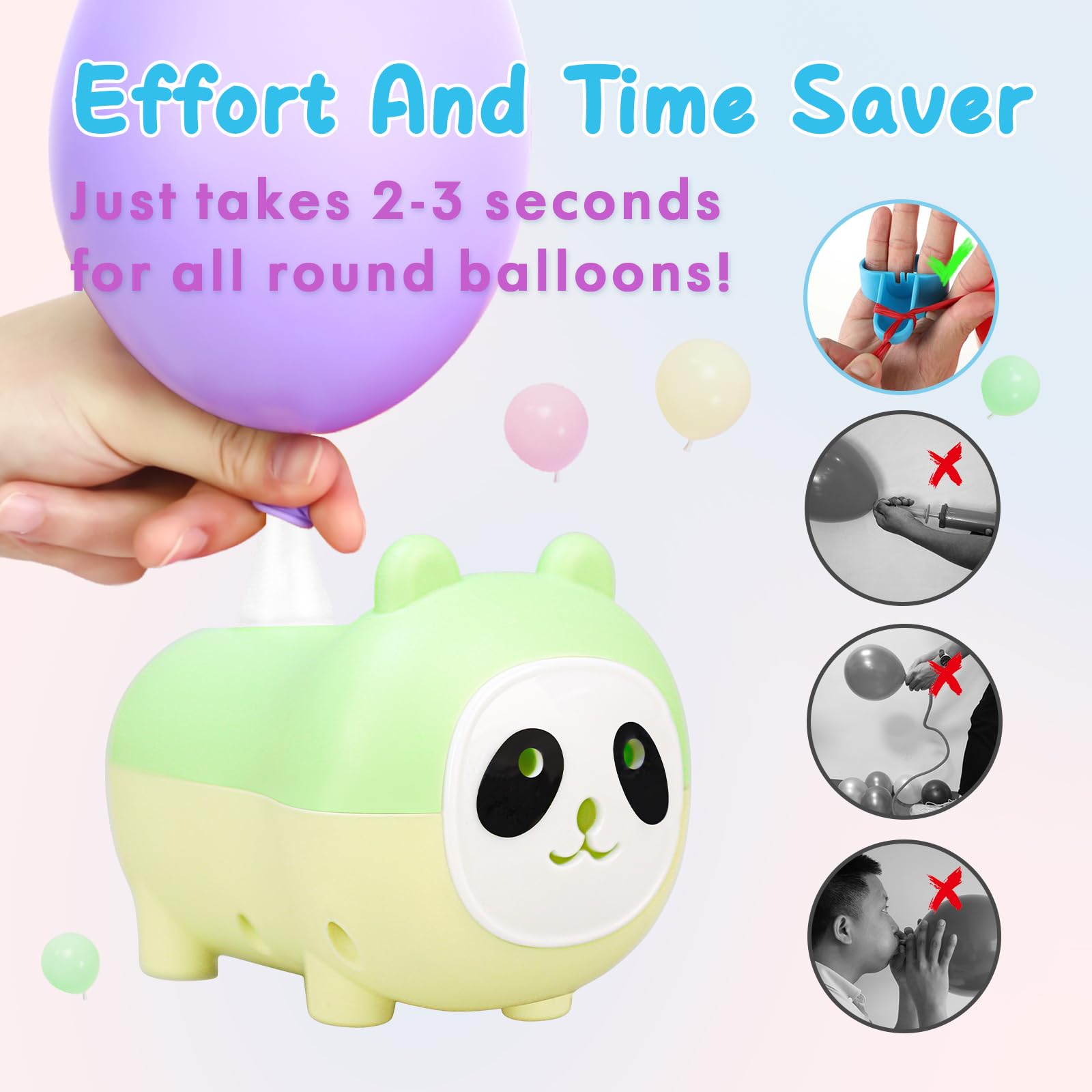 Borosino Balloon Pump Electric 110V 450W Portable Small Panda Balloon Inflator Blower Machine Air Pump for Balloon Garland Arch Party Decoration