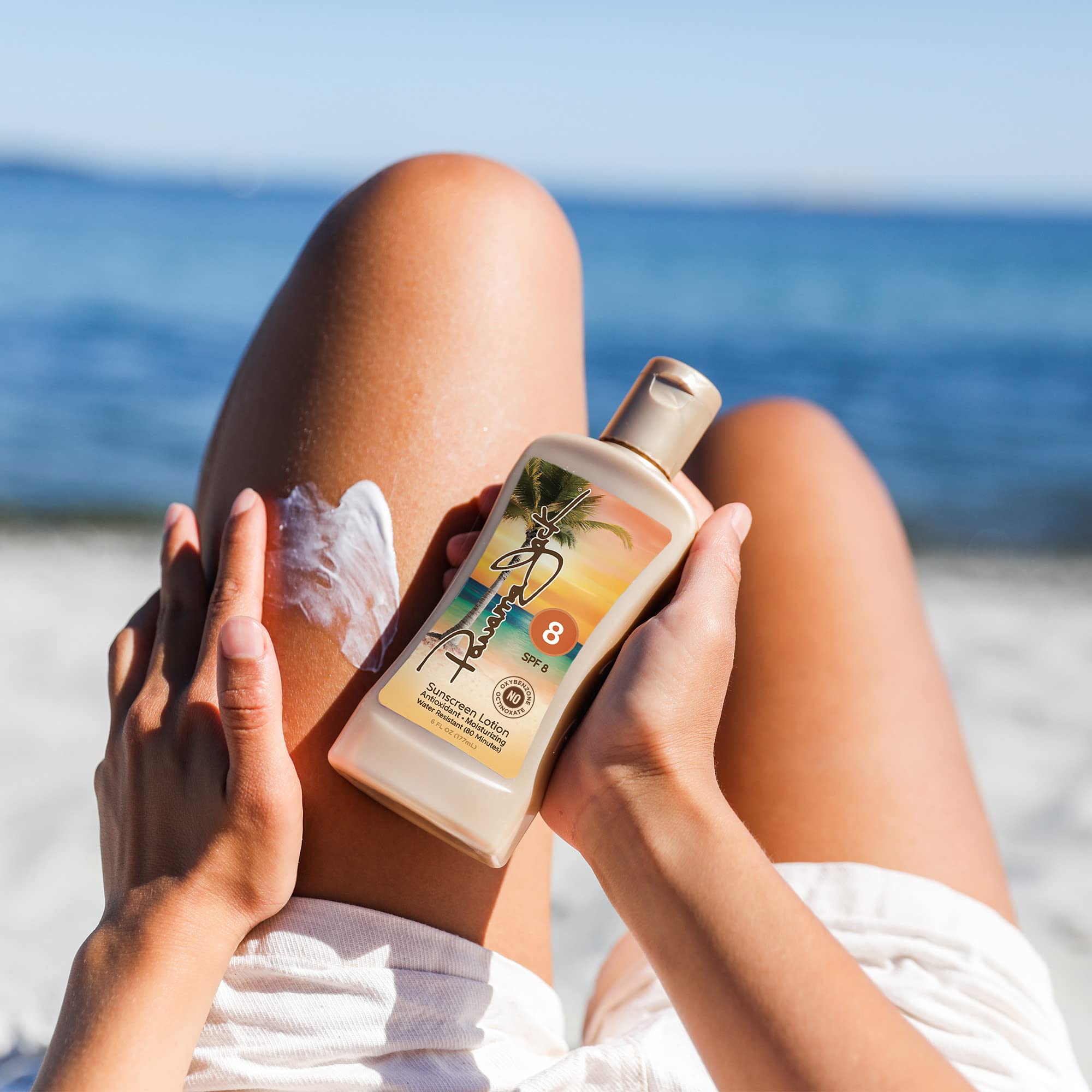 Panama Jack Sunscreen Tanning Lotion - SPF 8, PABA, Paraben, Gluten & Cruelty Free, Antioxidant Moisturizing Formula, Water Resistant (80 Minutes), 6 FL OZ