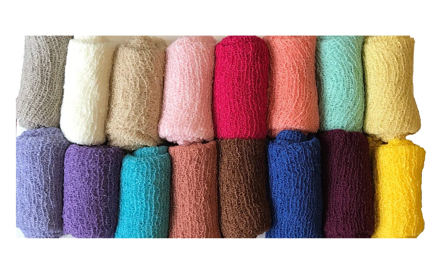 Matissa Newborn Baby Photography Prop Swaddle Cheesecloth Knit Crochet Wrap 16 Colors Available (Brown)