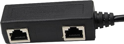 RJ45 Network Splitter Adapter Cable,zdyCGTime 1 RJ45 Male to 2 RJ45 Female Network Y Splitter Cable, LAN Connector, Suitable for Super Category 5 Ethernet, Category 6 Ethernet.(Black) (Black)