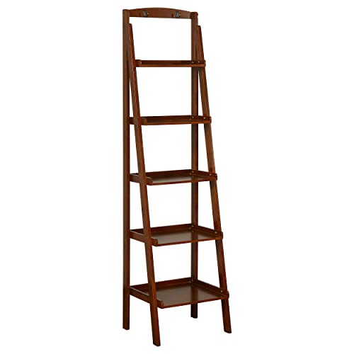 Coaster Furniture 5-Shelf Ladder Bookcase Solid Wood Frame Cherry 18.5" W x 15.75" D x 71.75" H 804369