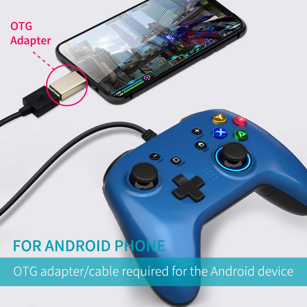 ALPIAZ Wired Gaming Controller, Joystick Gamepad with Dual Vibration, PC Game Controller for PS3 Switch Windows 10 8 7 PC Laptop TV Box Android Phones, Navy Blue