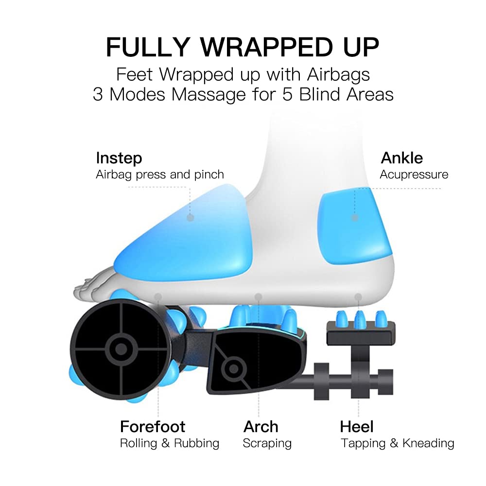 Aicntech Intelligent Foot Massager Machine with Heat, Shiatsu Foot Massager, Four in One with Kneading, Full Foot Massage, Vibrating, Air Compression, Fits Size 12, Gray