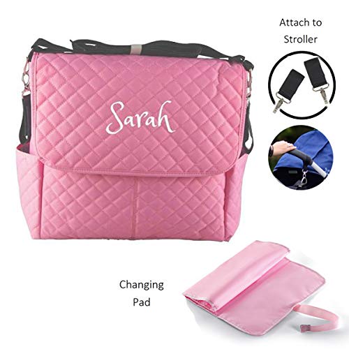 PERSONALIZED Diaper Bag Messenger Bag Baby Shoulder Bag Monogram (Pink)