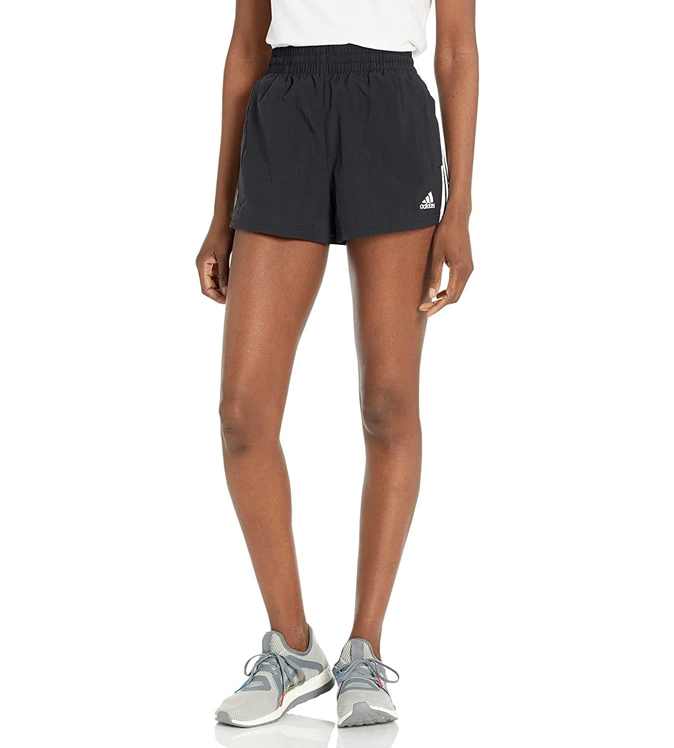 adidas Women's 3-Stripes Woven Shorts, Black/White, Small