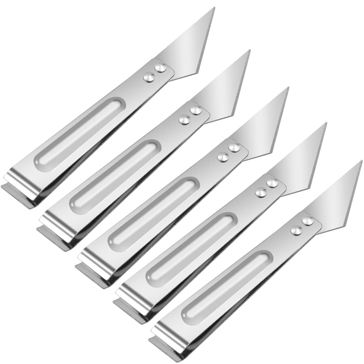 TorSor 5 Pack 2in1 Fish Bone Tweezers Chicken Meat Feather Remover Puller Seafood Tool Poultry Scissors Knife Intestine Cutter Kitchen Slant Pliers Debone Salmon Catfish Bass Hair Plucker Clip
