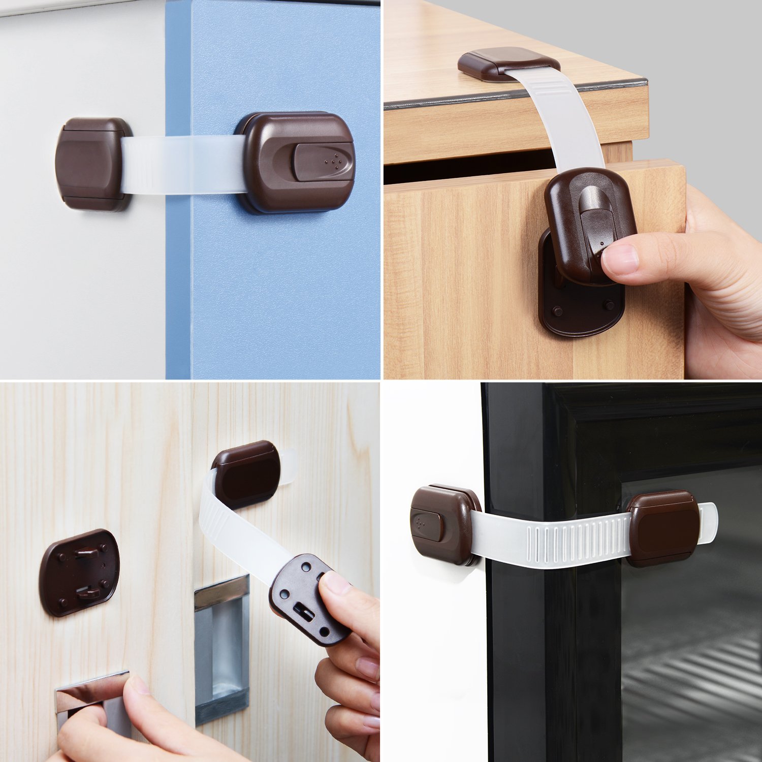 Baby Proofing Cabinet Lock, 6 Pack Baby Safety Cabinet Locks with Adjustable Strap and Latch for Cabinet Cupboard Drawer Doors, Super Safety Lock