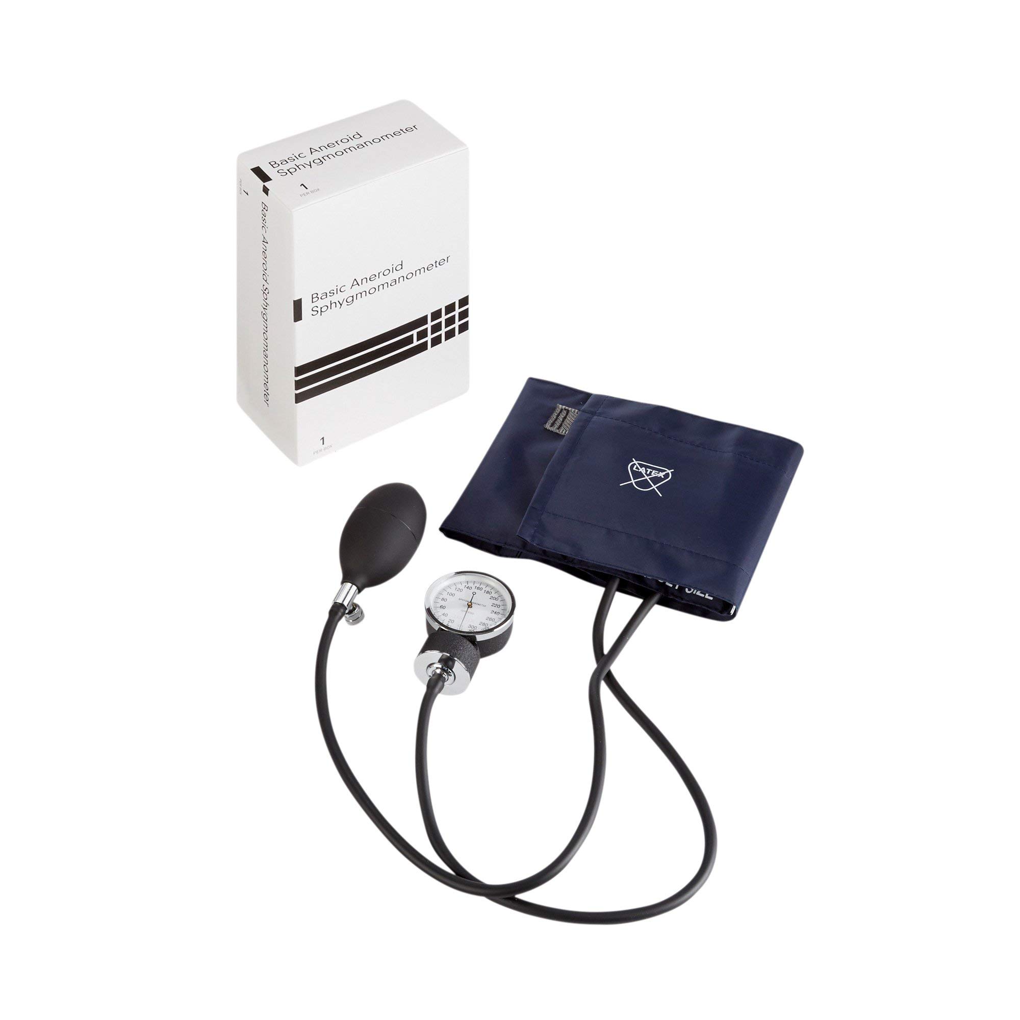 McKesson Basic Pocket Aneroid Sphygmomanometer - Blood Pressure Gauge and Cuff, 2 Tubes, for Adults, Navy Blue - Large Cuff, 23 cm to 40 cm, 21.6 in Long Tubes, 1 Count