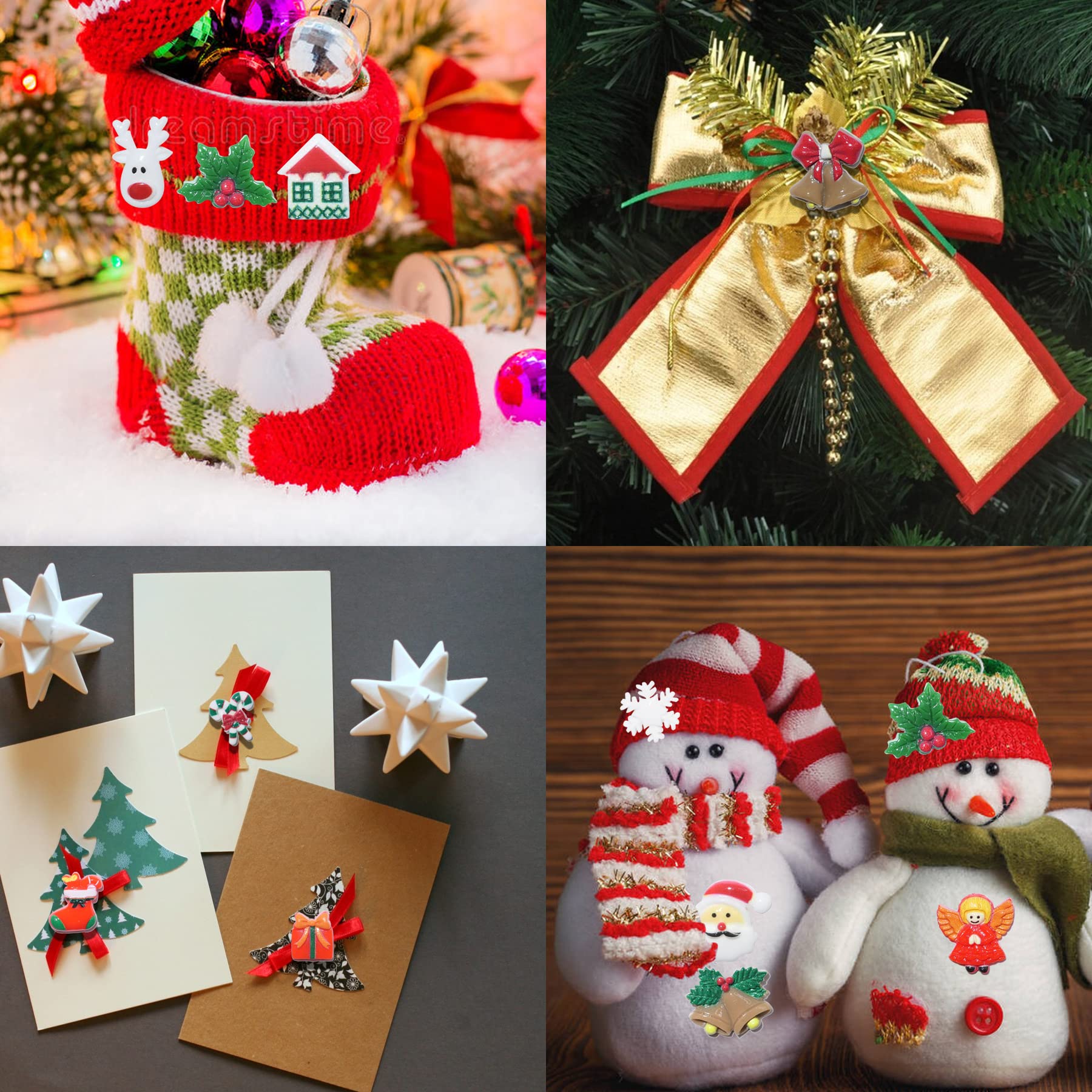 HADDIY Christmas Resin Charms for Crafts,100 Pcs Flatback Slime Charm Beads Miniature Ornaments for Christmas Embellishments,Craft Supplies and Mini Christmas Decorations