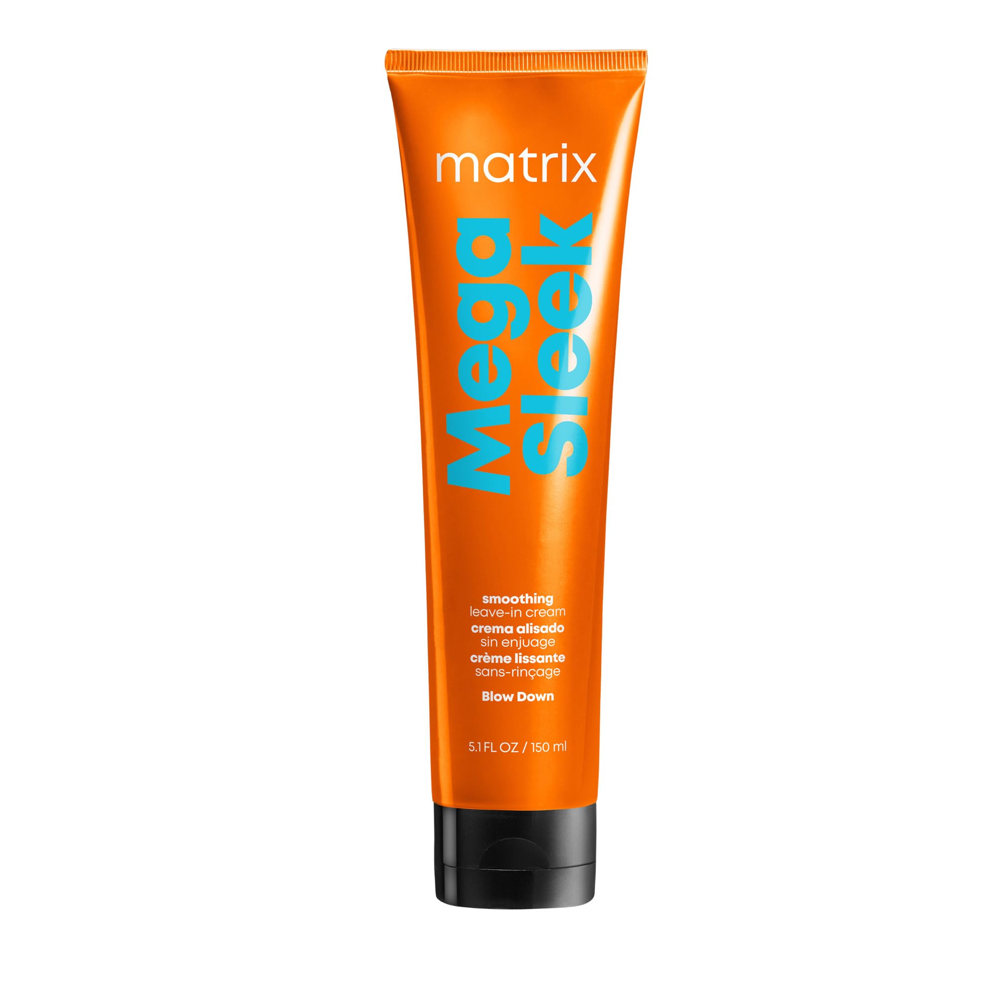 Matrix Mega Sleek Blow Down Smoothing Leave-In Cream - Smooths Hair, Detangles, & Tames Frizz, Heat Protectant, For Dry, Damaged & Frizzy Hair, 5.1 Fl Oz