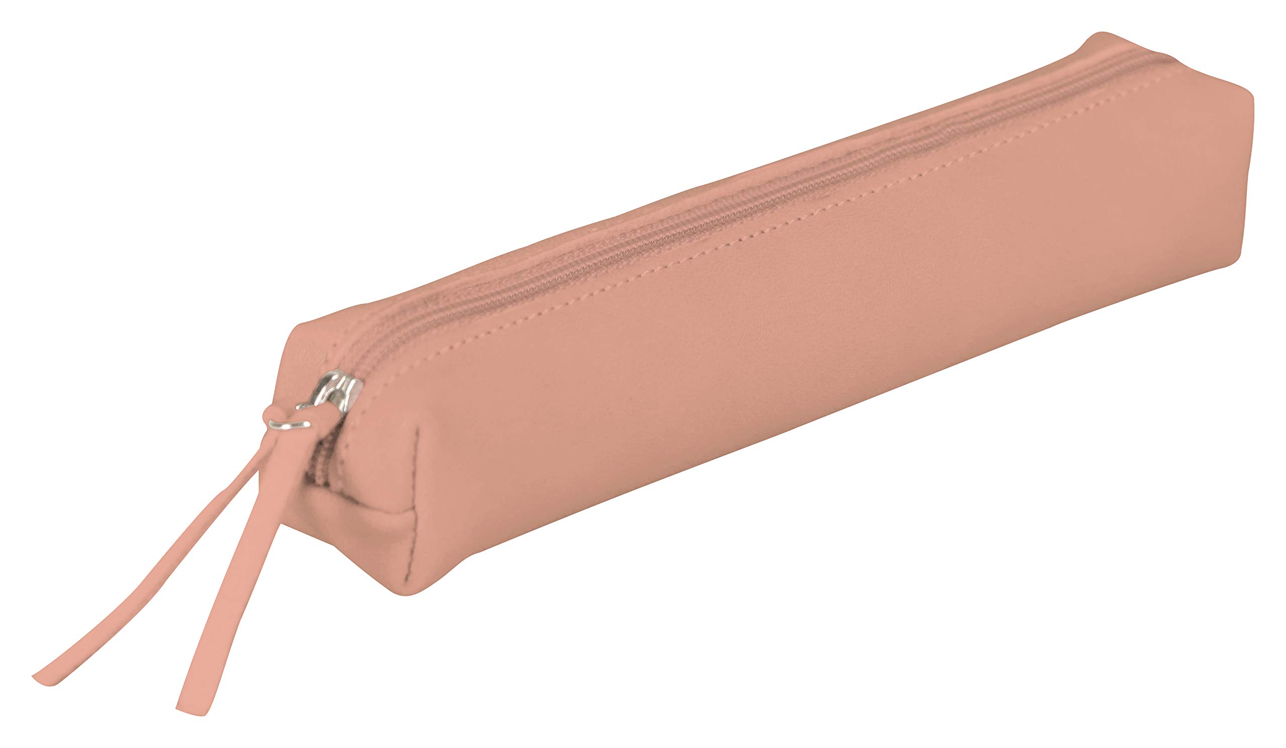 Clairefontaine - Ref 410152C - Coloured Leather Slim Pencil Case - 19.5 x 2.5 x 4cm, Made From Genuine Lambskin Leather, Metal Zip With Leather Puller - Pistachio Green