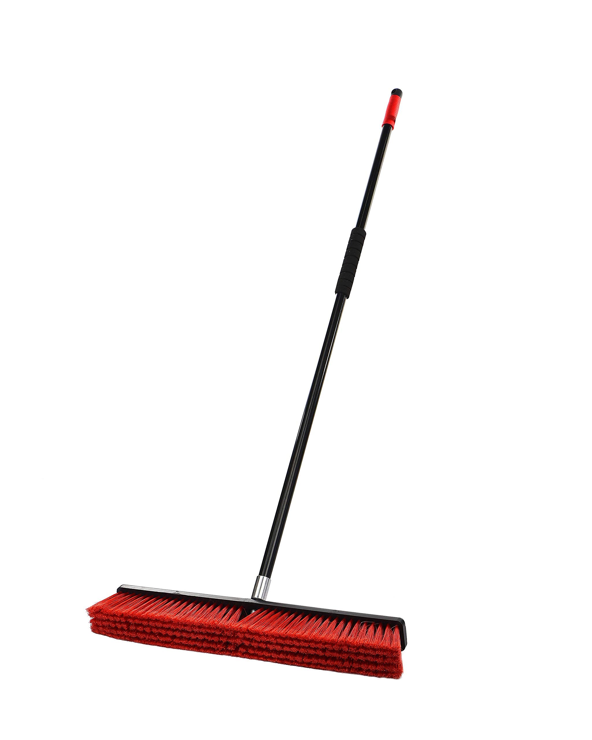 Alpine Industries 2-in-1 Smooth-Surface Squeegee Push Broom - Heavy Duty Long Handle Sweeper - Wide Cleaner Head with Softer Durable Bristles (3-Pack)