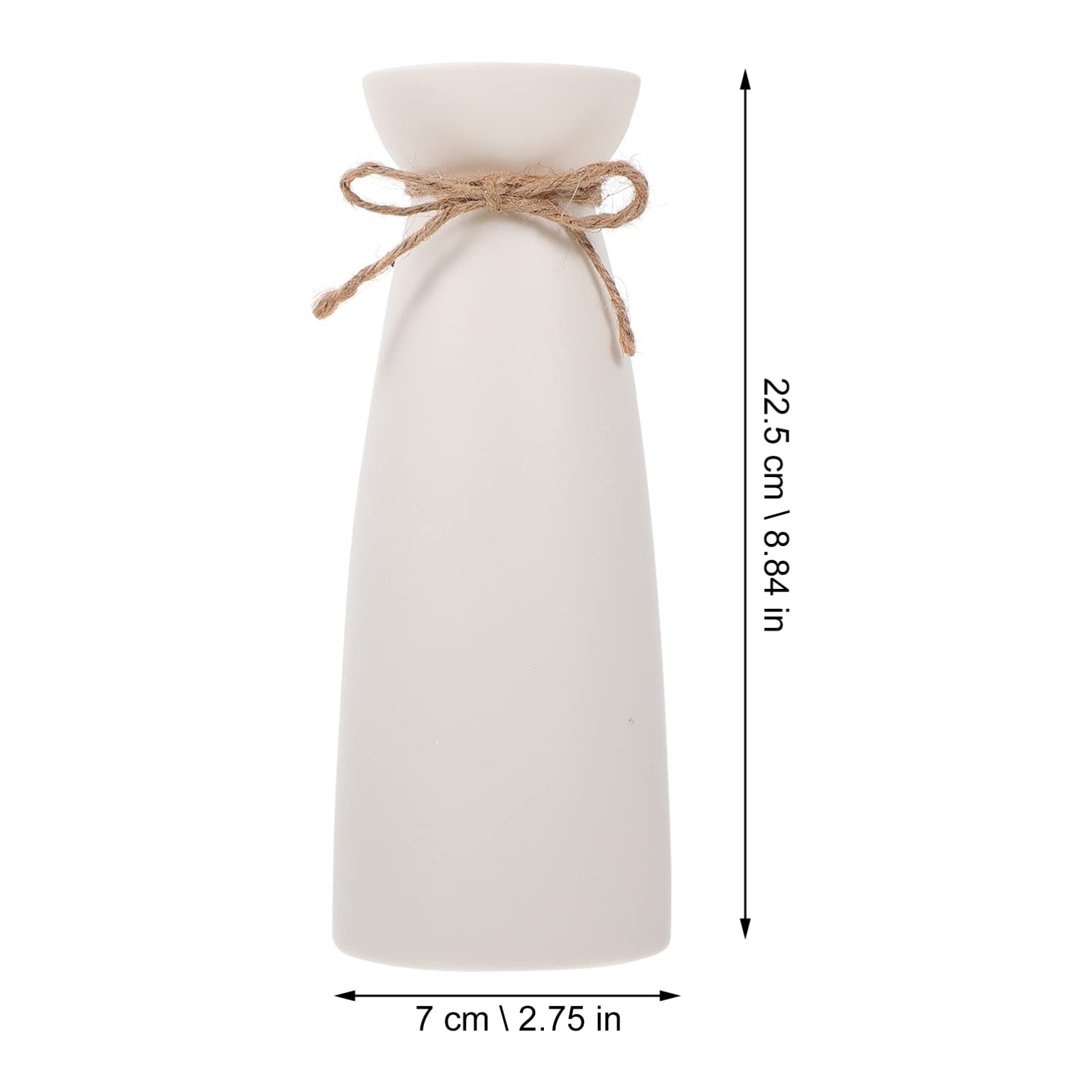 Generic Ceramic Flower Vase with Rustic Rope Flower Arrangement Container Centerpieces Vase Decor for Home Garden Office Vase Floral Decorative, White, 7X22.5CM
