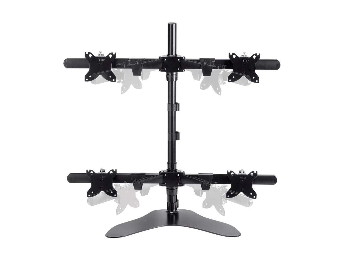 Monoprice Quad Monitor Free Standing Desk Mount - Height Adjustable, for 15-30 Inch Monitors, Black