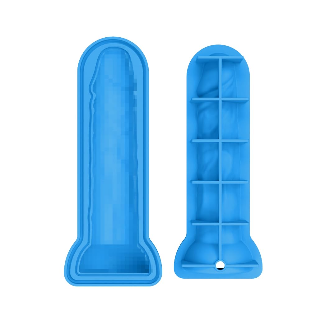 Ayigou Prank Ice Cube Mold for Tumbler Cup, Silicone Personalized Ice Cube Trays for Chilling Whiskey, Cocktails, Drinks, Coffee, Easy Fill and Release Ice Maker, BPA Free, Large, Blue