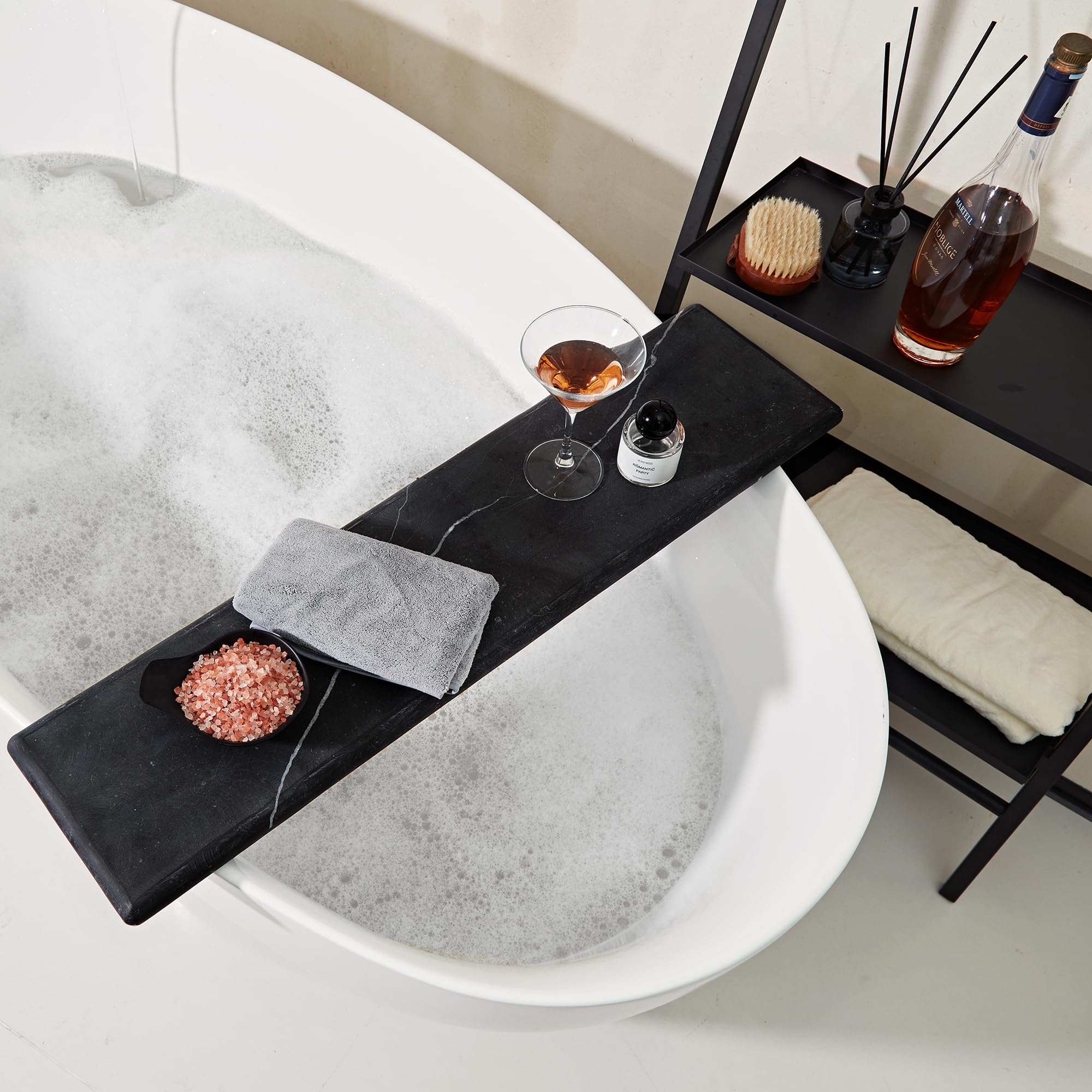 Bath Accessories,Elegant Black Marble Bath Essential,Black Marble Bath Accessories, Craftsmanship,Modern Bathroom Decor,Bathroom Accessories(Marble Bath Caddy)