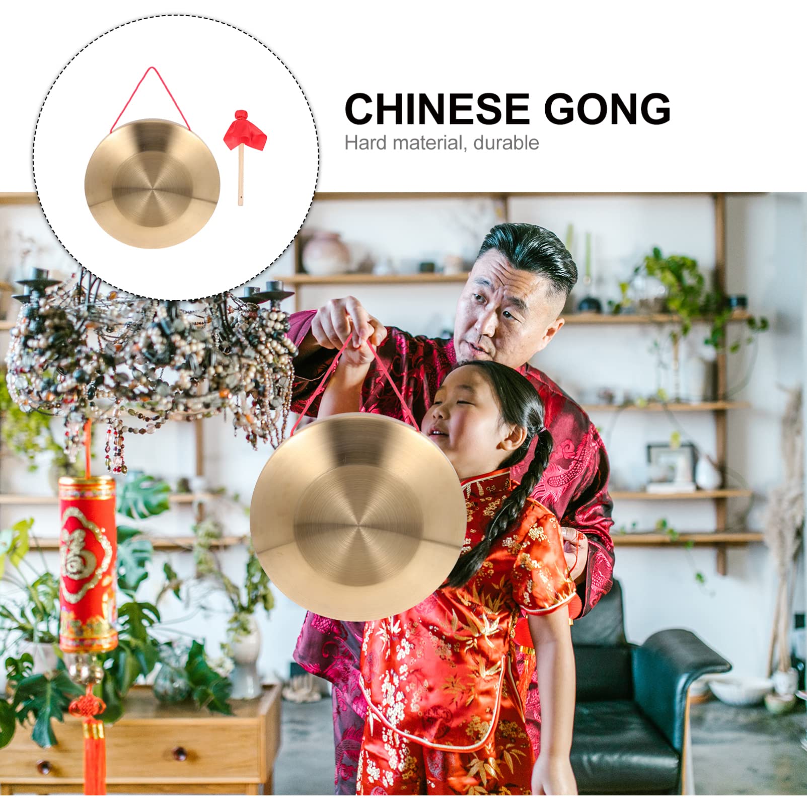 Generic Gong with Mallet, 32 cm/12.59inch Tam Tam Gong Traditional Chinese Percussion Instrument, Copper Decorative Chau Gong for Home, Office(42O43FLA148)