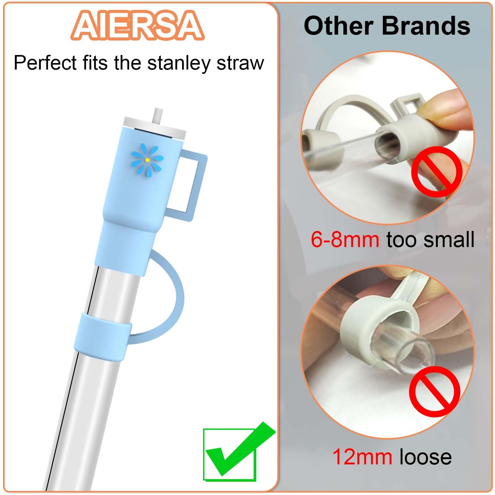 AIERSA 5Pcs Straw Cover for Stanley Cup, Silicone Straw Topper Compatible with Stanley 64&30&40oz Tumbler with Handle,Straw Cover Caps for Stanley Cups Accessories