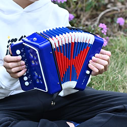 Kids Accordion 10 keys Button Accordian,Musical Toy Instrument,Mini Accordion for Children Beginners (Blue)