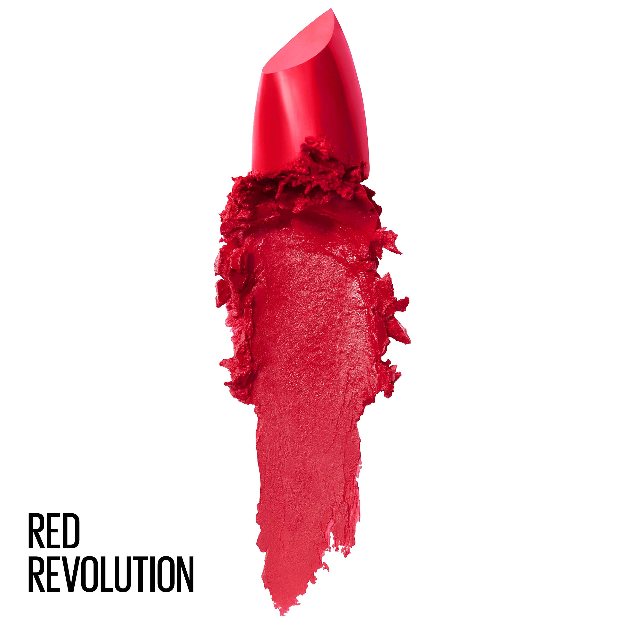 Maybelline Color Sensational Lipstick, Lip Makeup, Cream Finish, Hydrating Lipstick, Nude, Pink, Red, Plum Lip Color, Red Revolution, 0.15 oz; (Packaging May Vary)