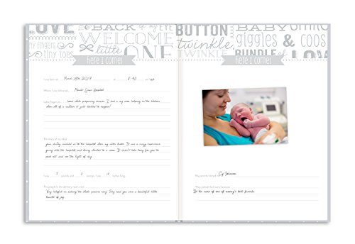 Little Blossoms Baby Keepsake Book, Baby Photo Album, Baby Memory Book, Gender-Neutral Gray Polka Dot