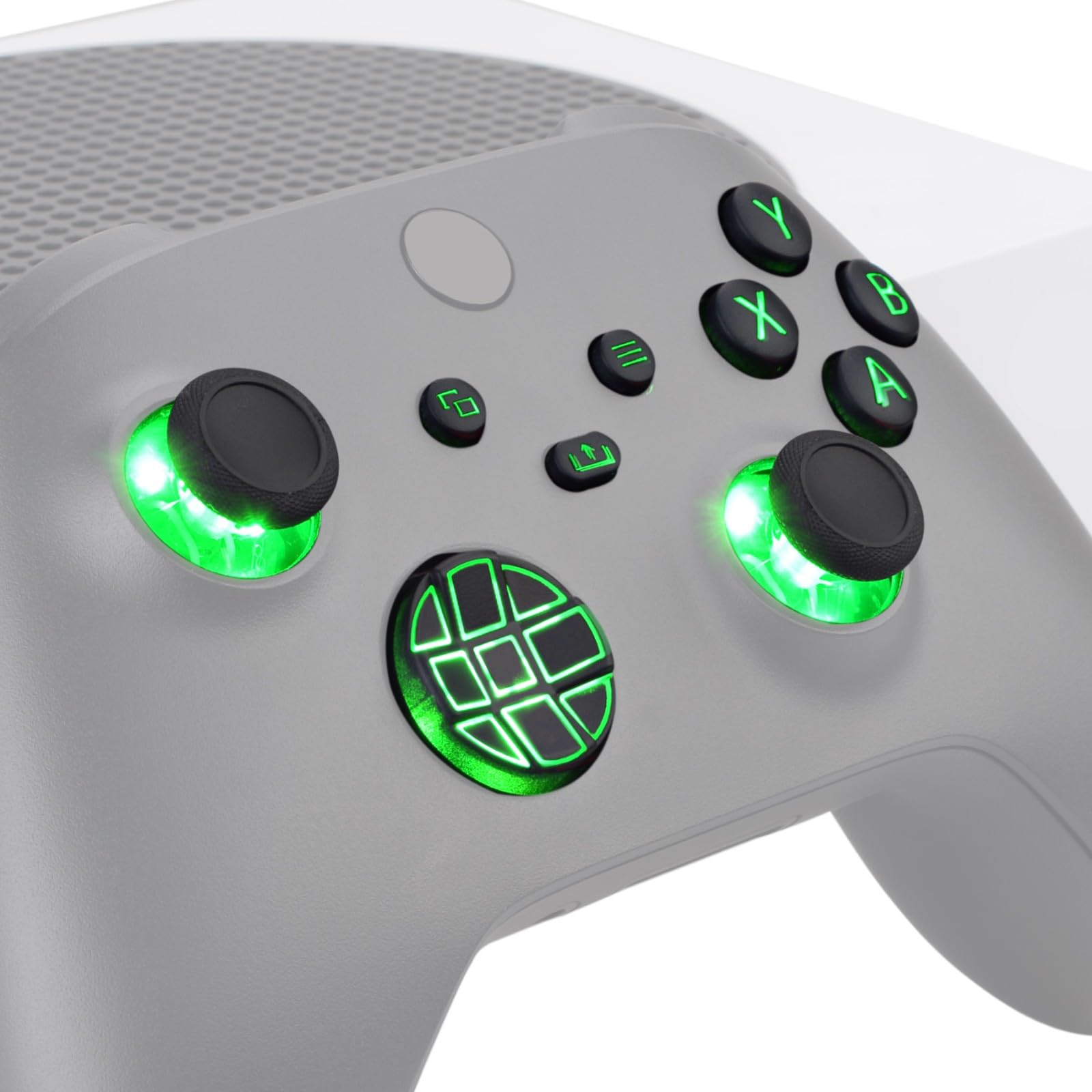 eXtremeRate Multi-Colors Luminated Dpad Thumbsticks Start Back Sync ABXY Buttons for Xbox Series X/S Controller, Black Classical Symbols Buttons DTF LED Kit for Xbox Core Controller