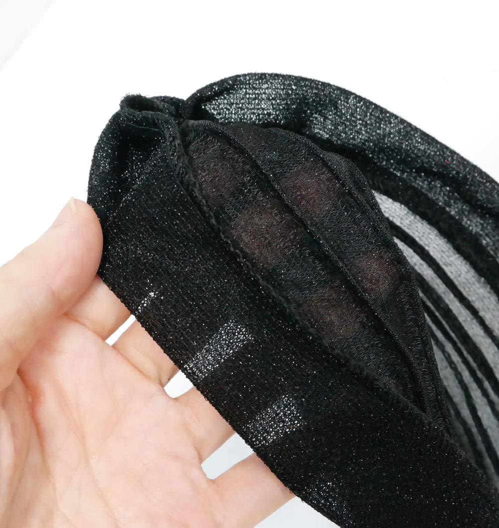 GETACOTA Pleated Glitter Turban for Women Stretchy Hat Beanie Headwrap Knot Twist Elastic Chemo Slip on Cap Headwear Accessories (Black)