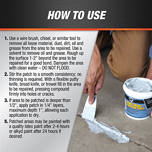 Dap 31084 Concrete Patch Interior and Exterior, 1-Quart , Gray