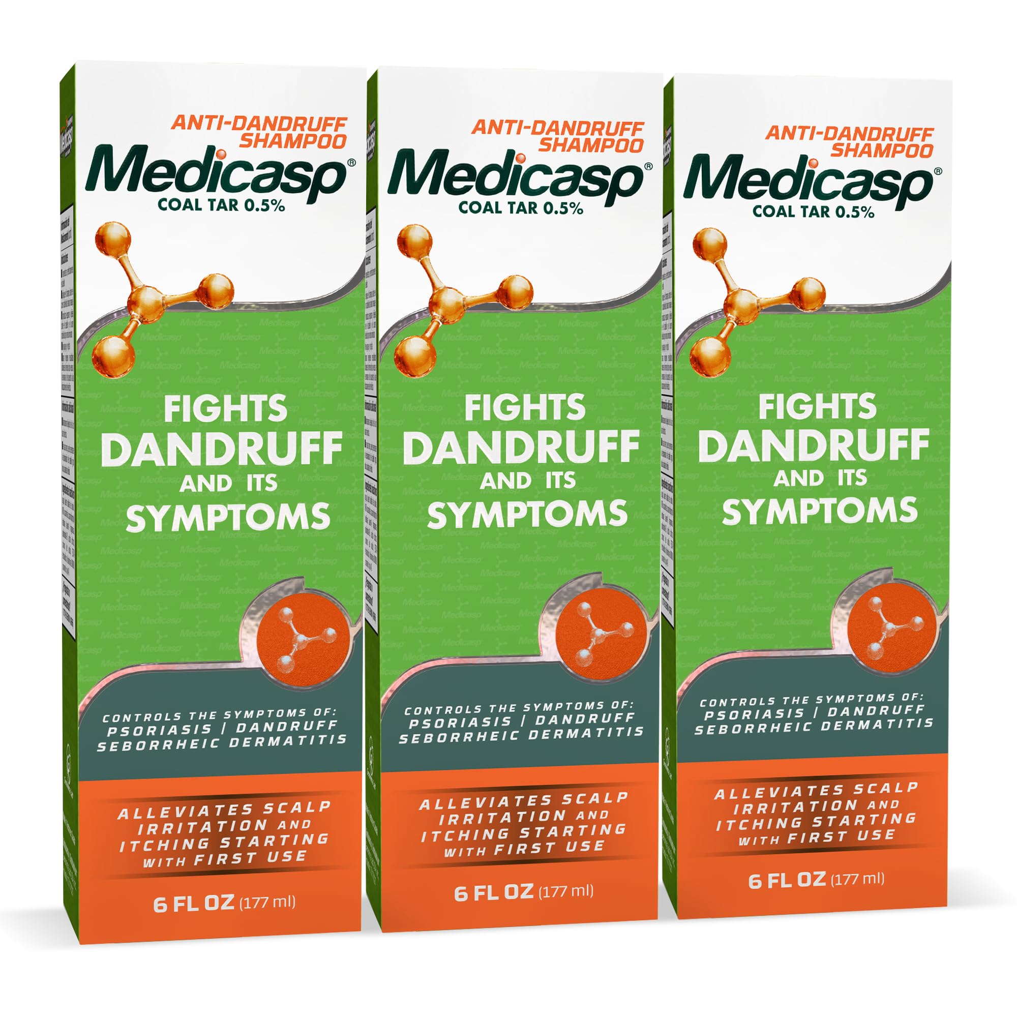 Medicasp Coal Tar Gel Anti Dandruff Shampoo, Treats Seborrheic Dermatitis & Psoriasis, Formulated for Dry, Flaky & Itchy Scalp Treatment, for Women & Men, 6 Ounce (Pack of 3)