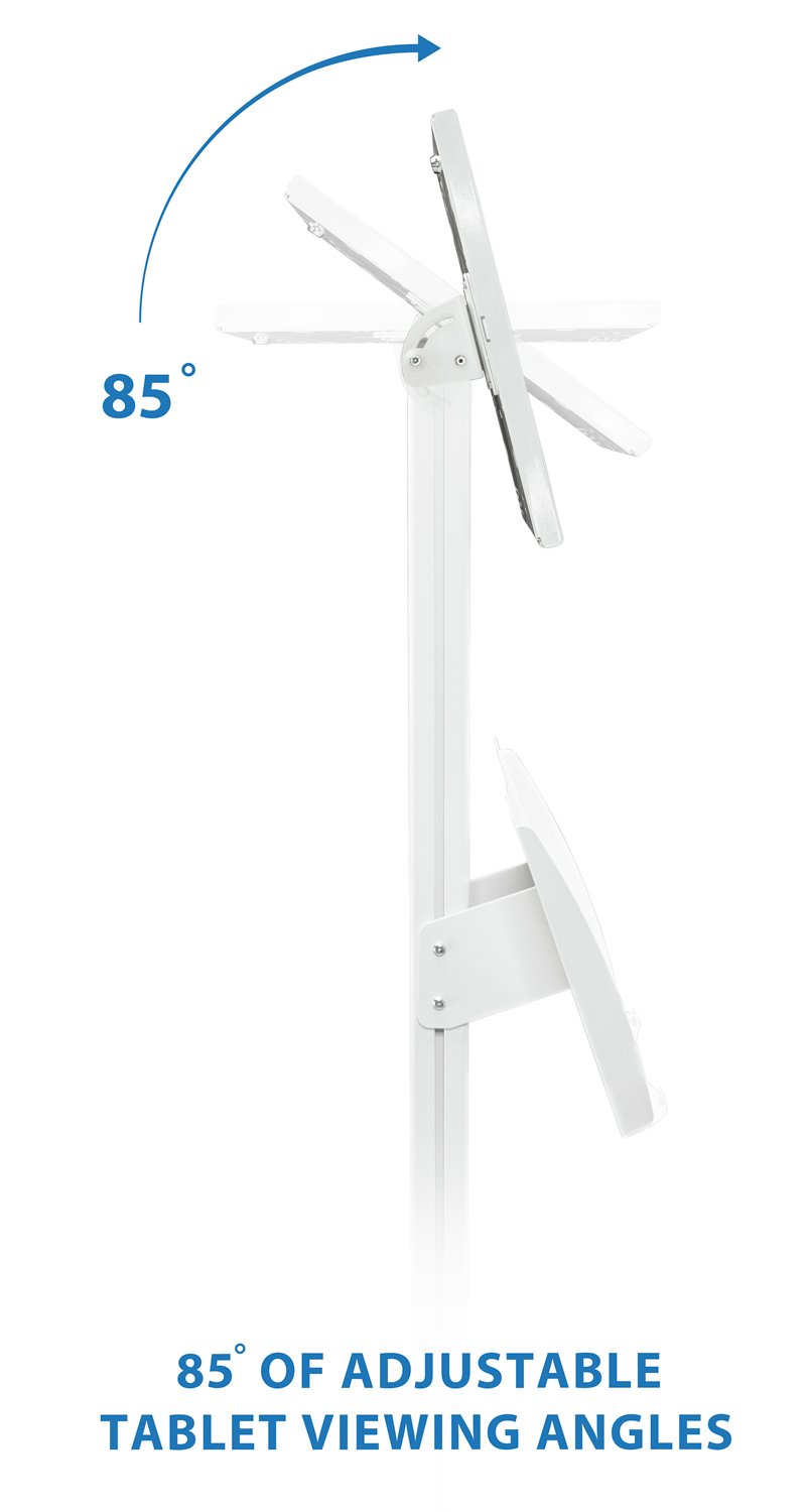 Mount-It! Anti-Theft iPad Floor Stand | Contact-Less iPad Floor Kiosk | Adjustable Locking Secure iPad Floor Mount with Document Tray for iPad 10.2 and 10.5, White