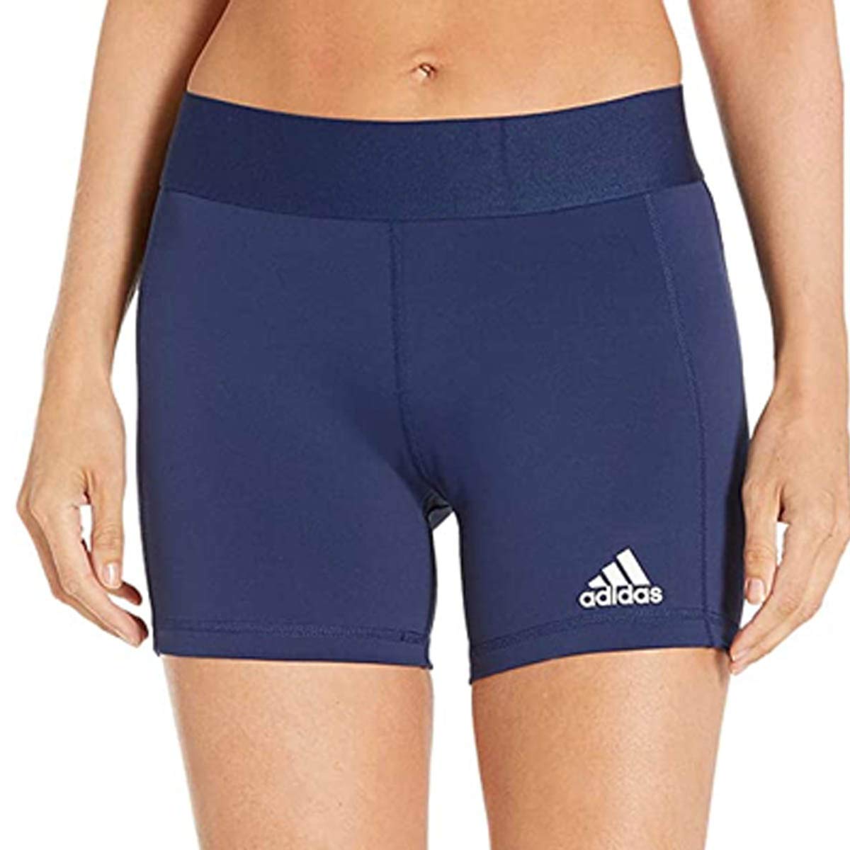 adidas Womens Alphaskin Volleyball 4-Inch Short Tights Team Navy Blue/White 2XS4"