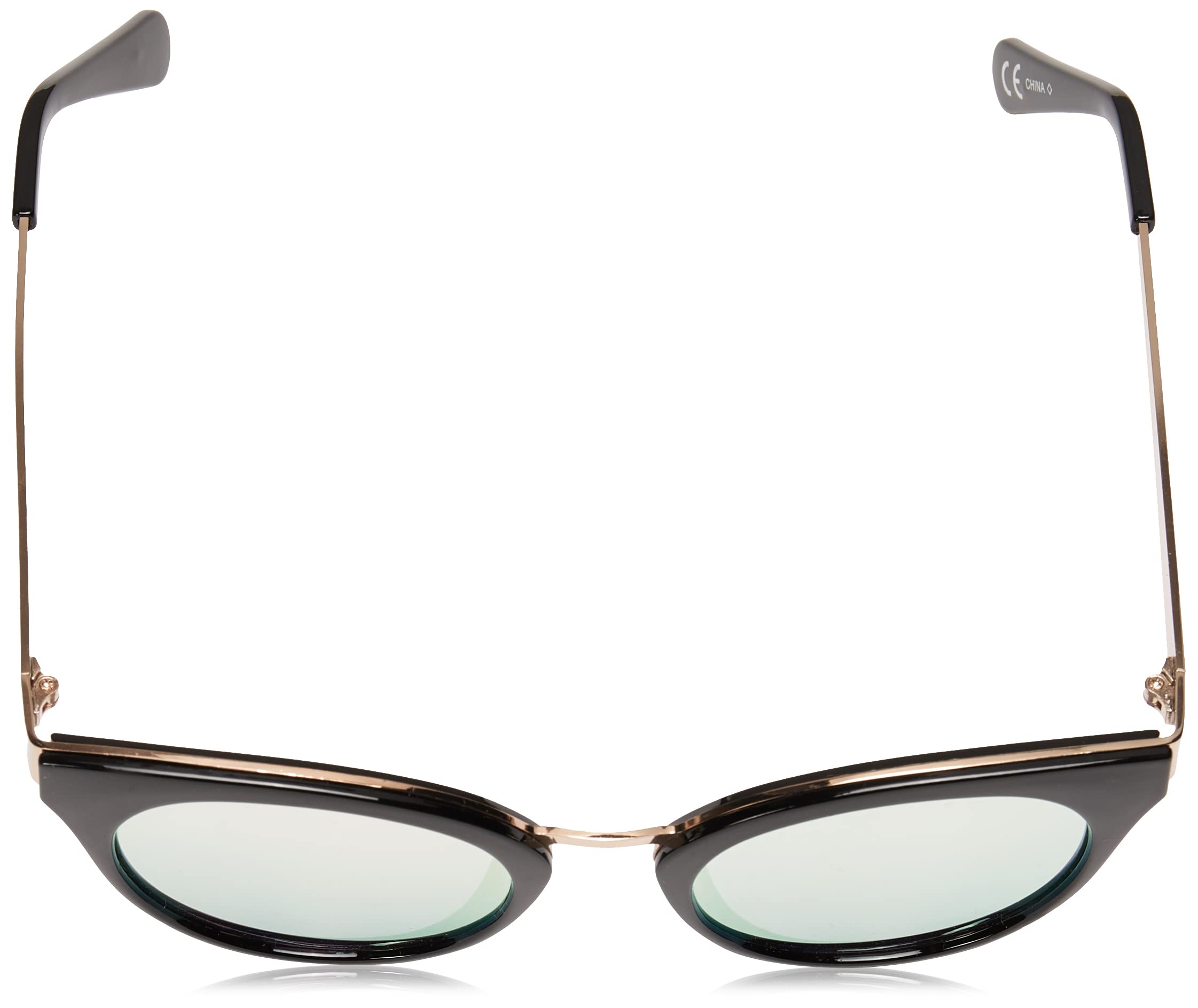 Steve Madden Women's Ellis Sunglasses Round Cateye, Black, 50mm