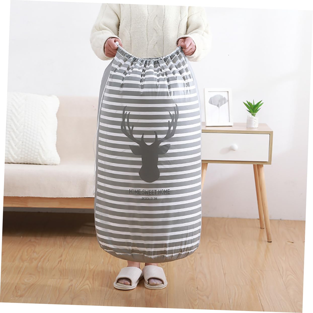 Ciieeo Laundry Organizer Quilt Storage Bag Drawstring Finishing Bag Clothing Laundry Bag