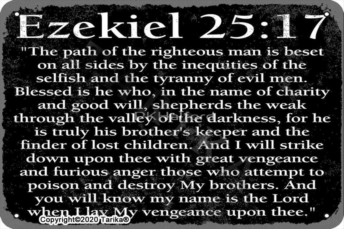 Ezekiel 25:17 Vintage Look Tin 8X12 Inch Decoration Art Sign for Home Kitchen Bathroom Farm Garden Garage Inspirational Quotes Wall Decor