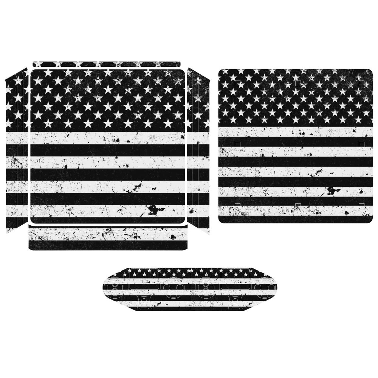 American Flag Sticker Skin for PS-4 Slim Console and Controller Full Wrap Skin Protector Cover Compatible with PS-4 Pro