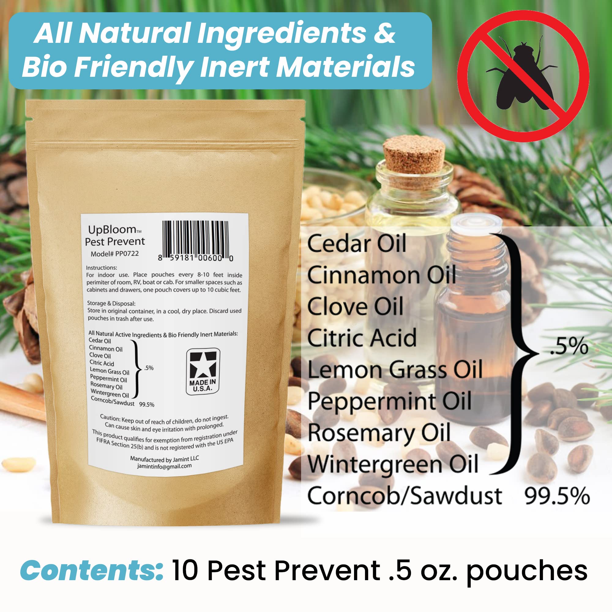 UpBloom | Pest Prevent All-Natural Pest Repellents β Home and Garage Defense from Mouse, Spider, Roaches, and Insects β 10 Pest Control and Repeller Pouches for Pest Defense and Insect Pest Control