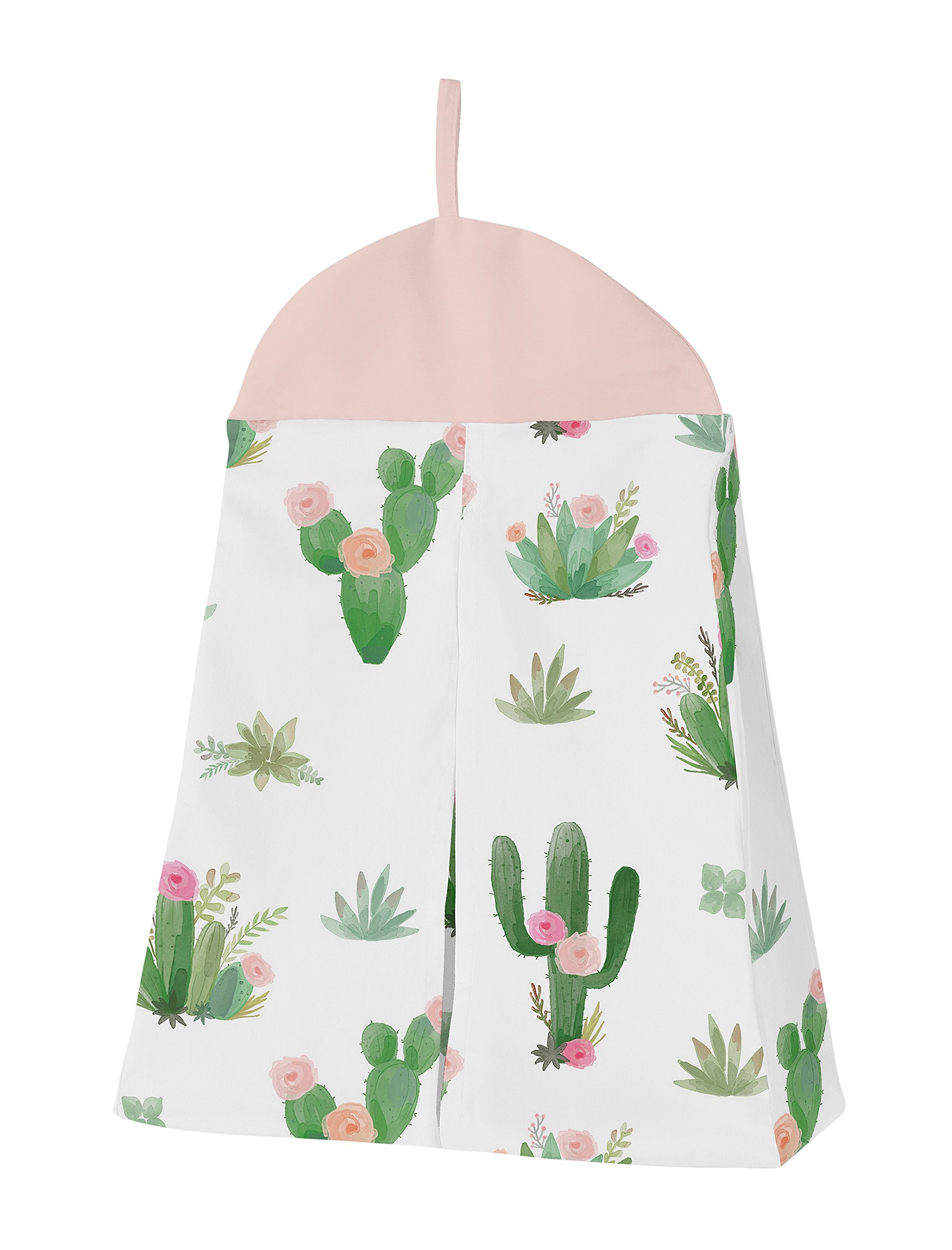 Sweet Jojo Designs Pink and Green Boho Watercolor Cactus Floral Baby Girl Crib Bedding Set 11 Pieces