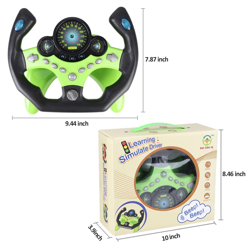 Coherny Steering Wheel Toy Driving Controller Portable Driving Copilot Toy Educational Sounding Toy Gift Driving Wheel with Music for Kids