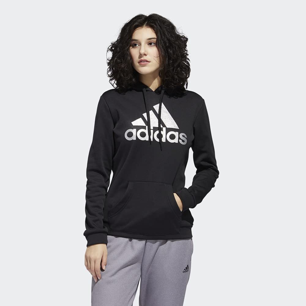 adidas womens Game & Go Pullover Hoodie Chalk White/Metallic Gold Large