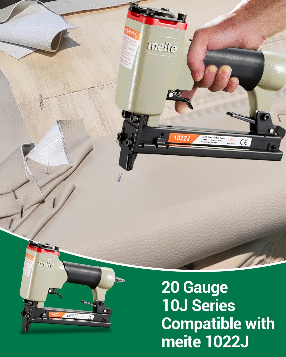 meite 20 Gauge J10 Series 7/16-Inch (11.2mm) Crown 1/2-Inch Length Upholstery Staples for Staple Gun, Fine Wire Galvanized Staples for Carpet, Work Box, Cable, Shed (5,000 Pieces)