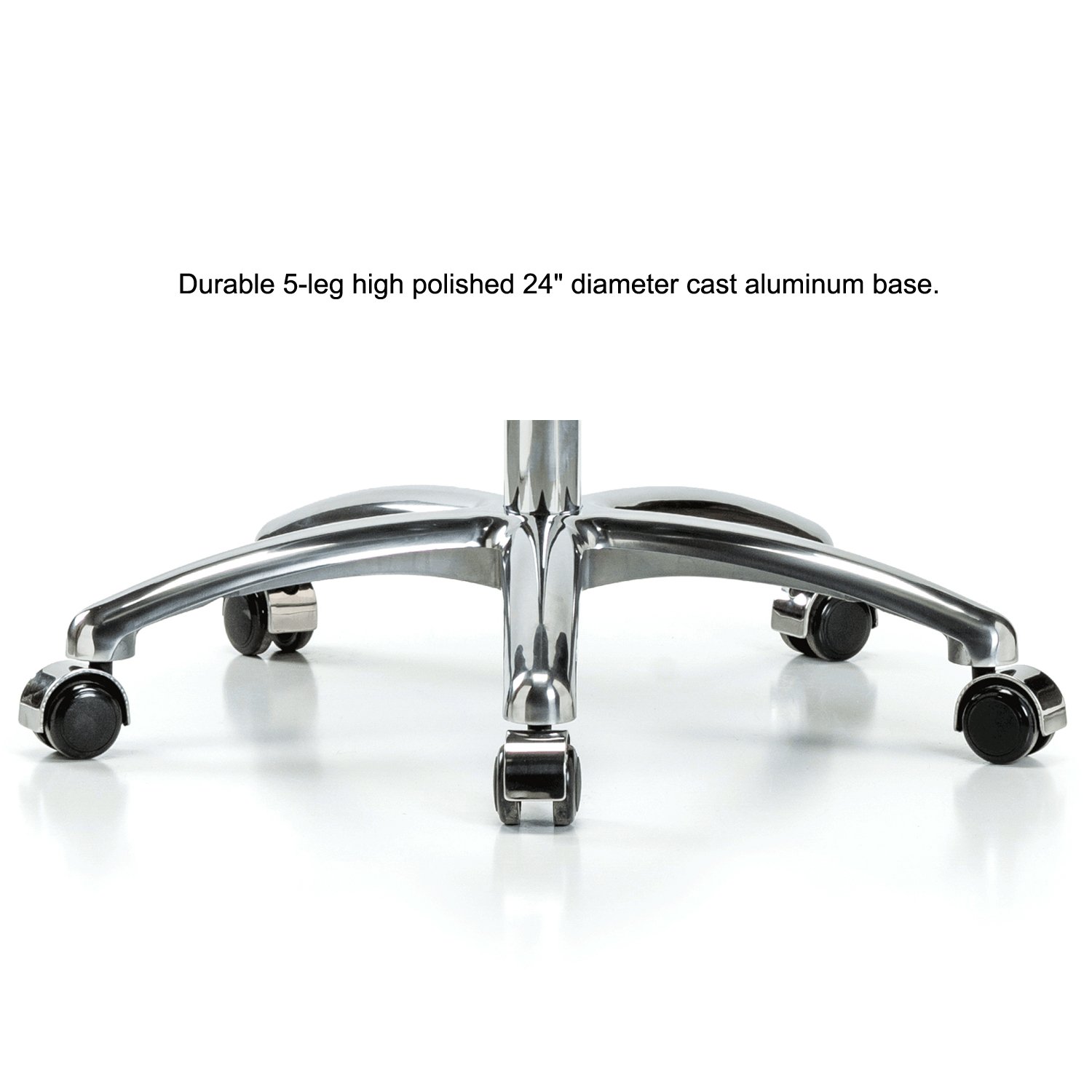 Perch Chrome Rolling Dental Stool Adjustable Height with Procedure Arm and Foot Ring for Carpet or Linoleum, Counter Height (Charcoal Vinyl)