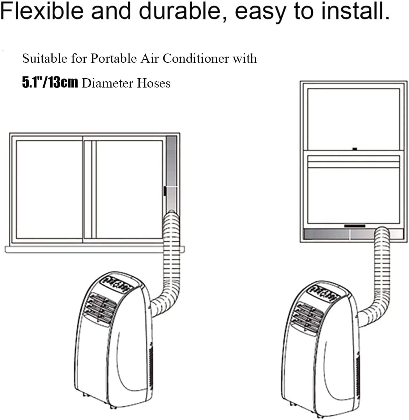 LHHweiusa Portable AC Coupler Portable A/C AC 5.1inch Air Conditioner Exhaust Hose Coupler/Coupling/Connector, Support Clockwise/Counter-Clockwise Thread, AC Hose Coupler Coupling Extension