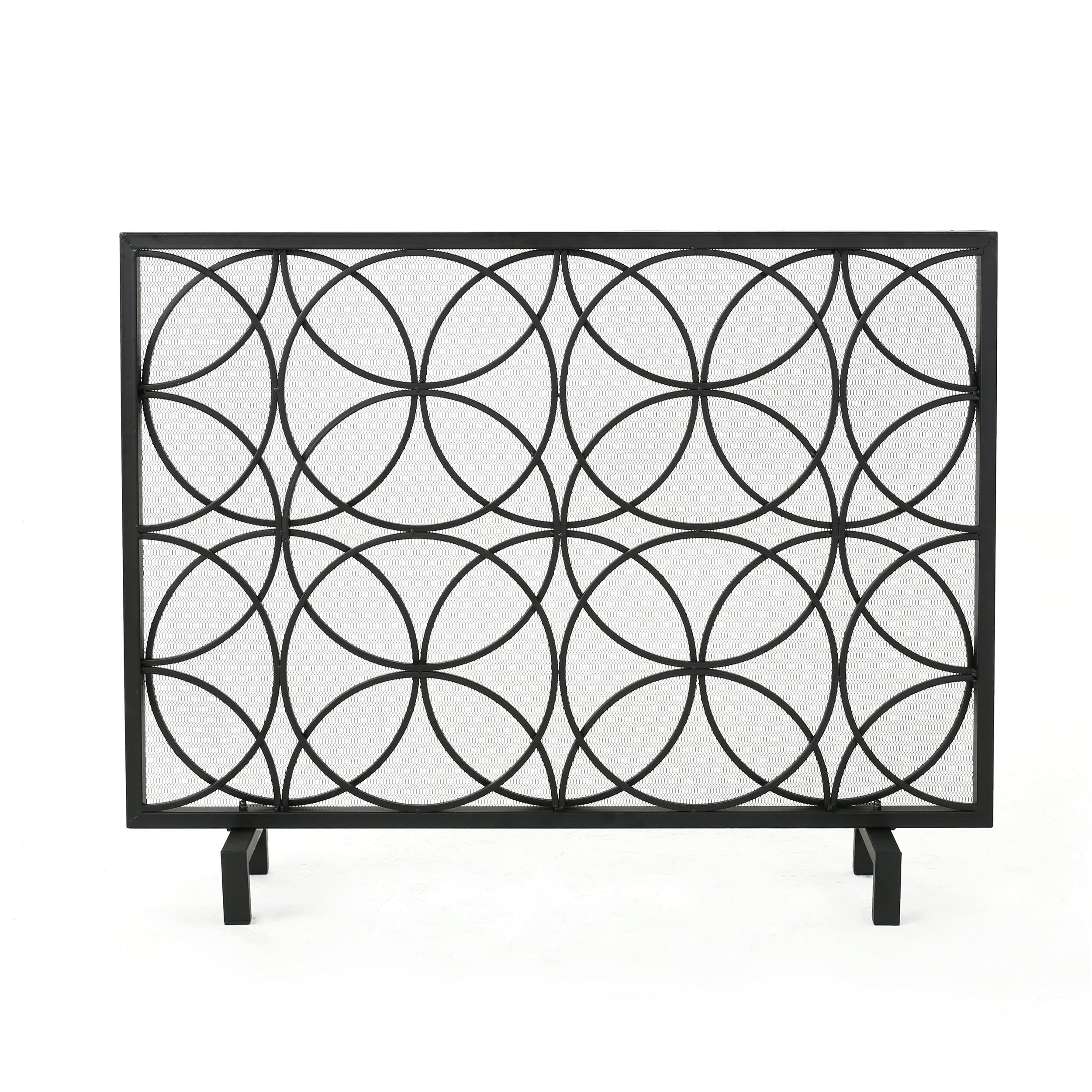 Christopher Knight Home Valeno Single Panel Iron Fireplace Screen, Black