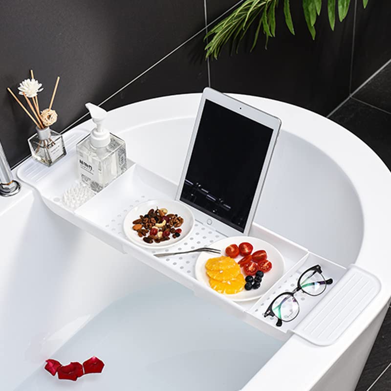 Bathtub Storage Tray Mobile Phone Support Bathtub Telescopic Storage Rack Bathtub tub tub Storage Rack Storage Plate, 56-78cm,B